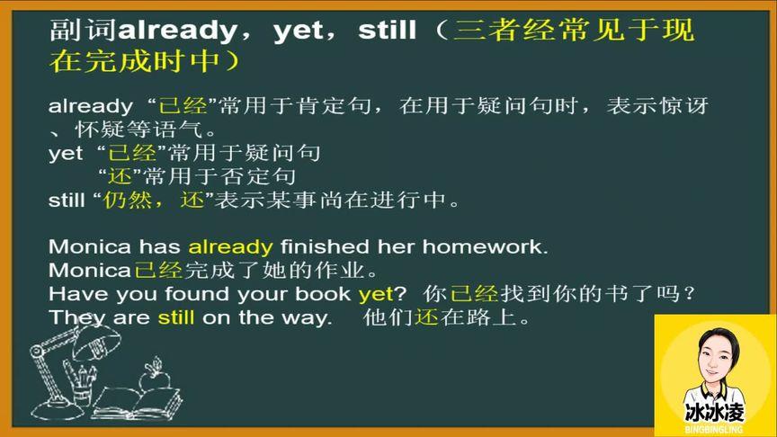 中考英语必考词汇辨析--副词already,yet,still