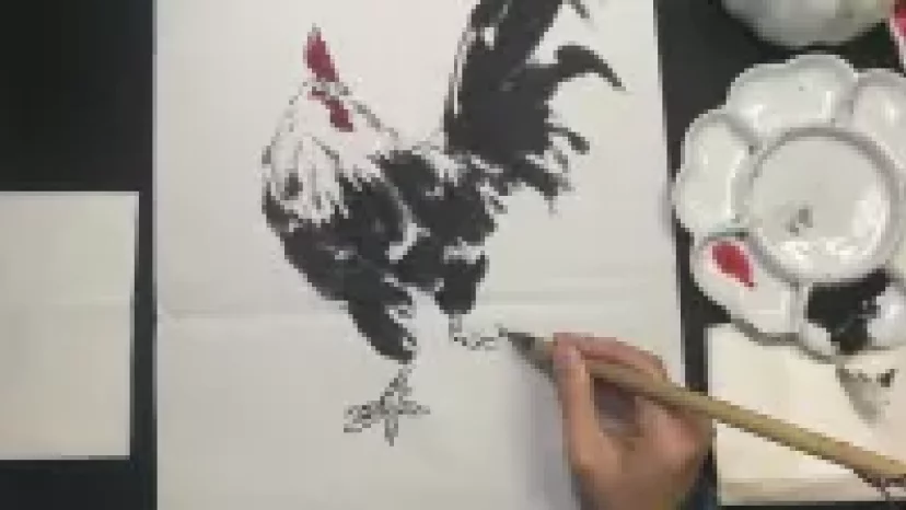 【绘画教程】国画中写意公鸡的画法(下)