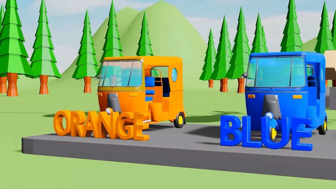 趣味工程车益智动画 第78集 彩色三轮车