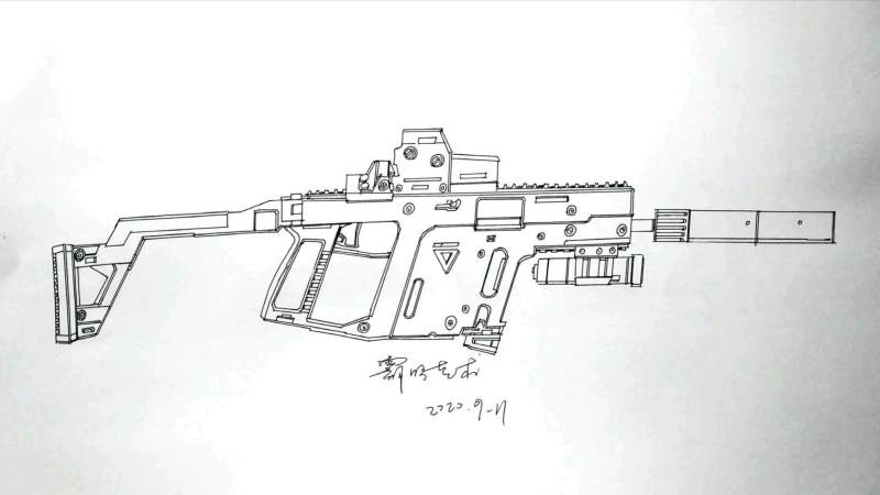 和平精英军备库枪械手绘全解析,射速惊人的Vector冲锋枪
