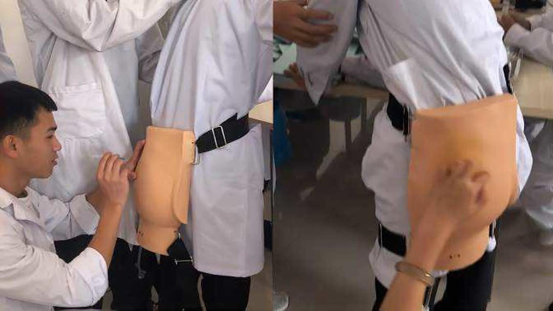 医学生上护理实训课用模具练习扎针,网友:哪个医院的,我躲着点