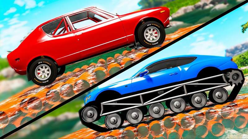 老司机开车玩竞技比赛,汽车轮子vs坦克履带,车祸模拟器