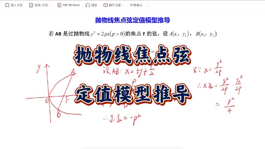 高中数学,抛物线焦点弦定值模型推导,做题事半功倍