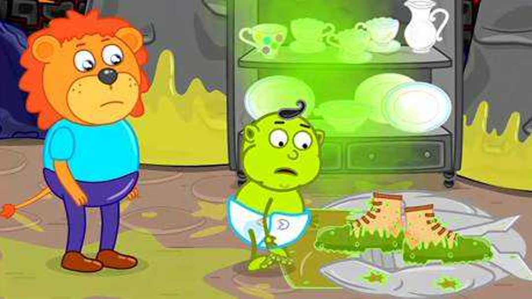 小狮子动画:小狮子将脏衣服随乱丢弃,直接将小宝宝熏变色了