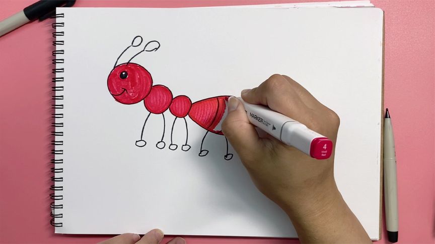 怎样画卡通蚂蚁?