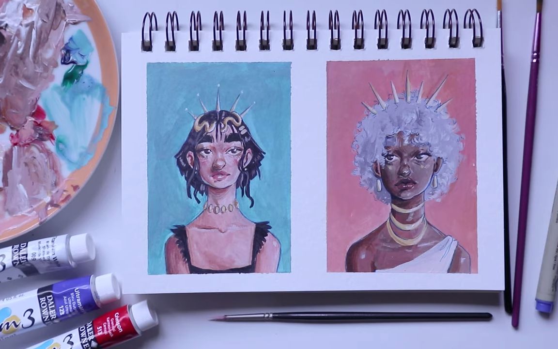 【水彩教程】教你画一些水彩小肖像