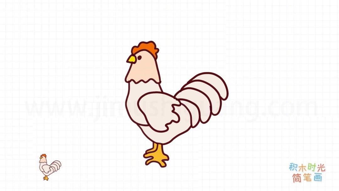 动物简笔画大全,画一只可爱的大公鸡简笔画