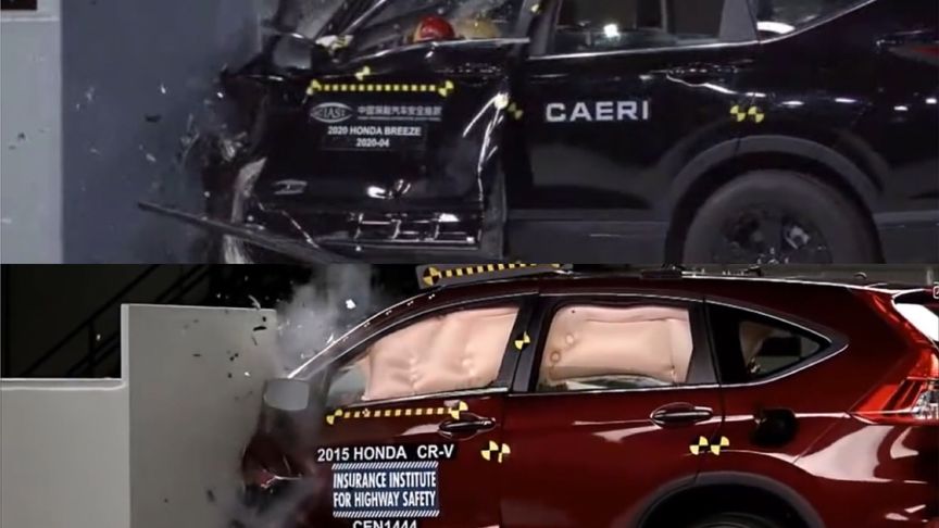中美碰撞测试对比 美版本田CR-V对比广本皓影 IIHS&中保研