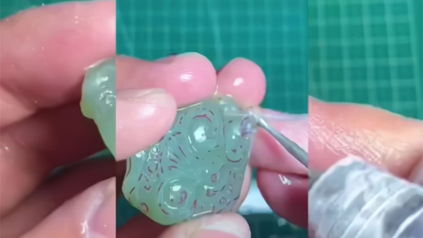 翡翠雕刻入门级,先从小料开始,工艺还可以