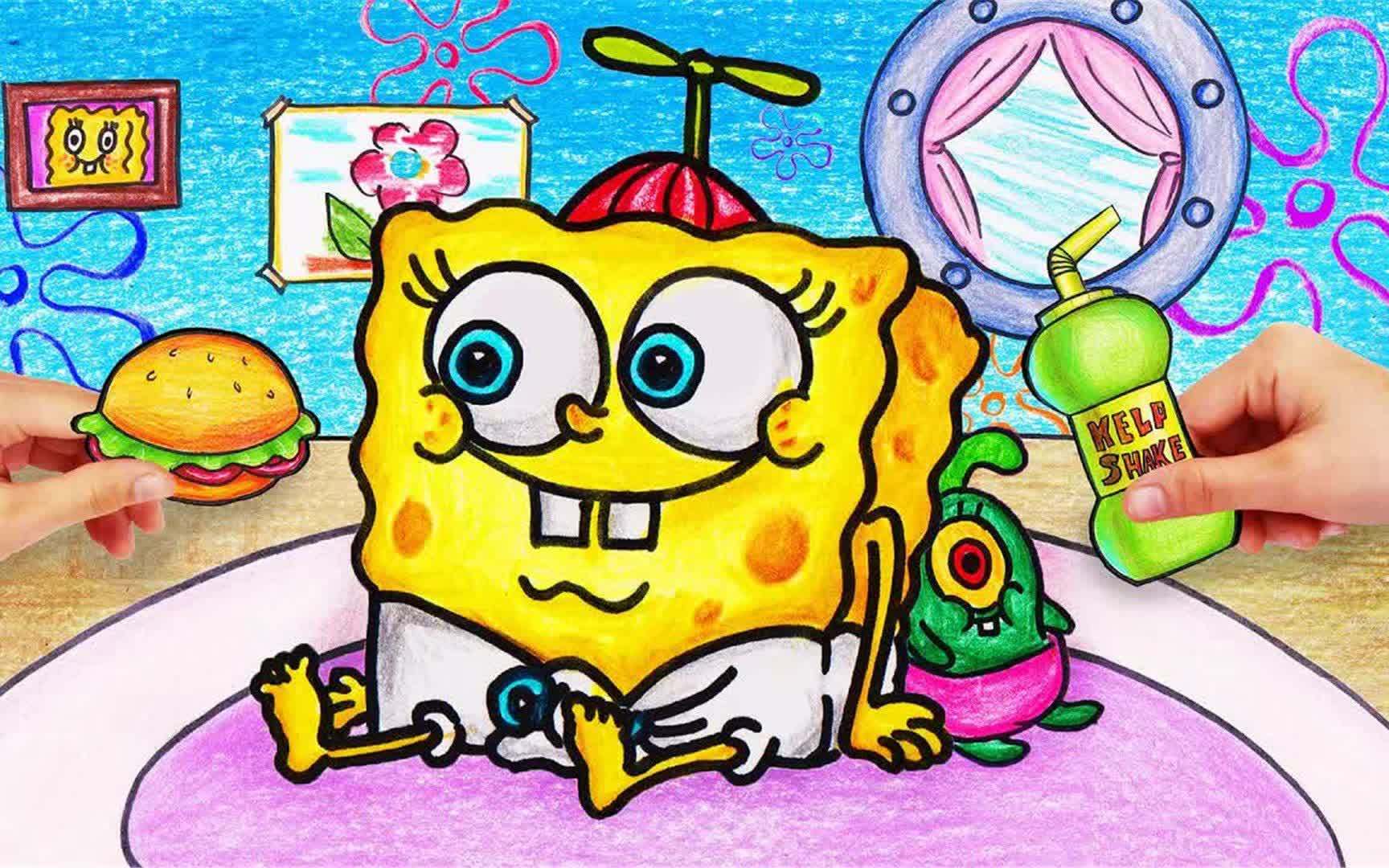 趣味定格动画:照顾爱哭的海绵宝宝,这真是一个需要耐心的活!