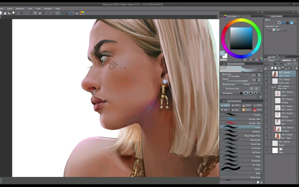【ps板绘】ps小姐姐头像厚涂插画教程。
