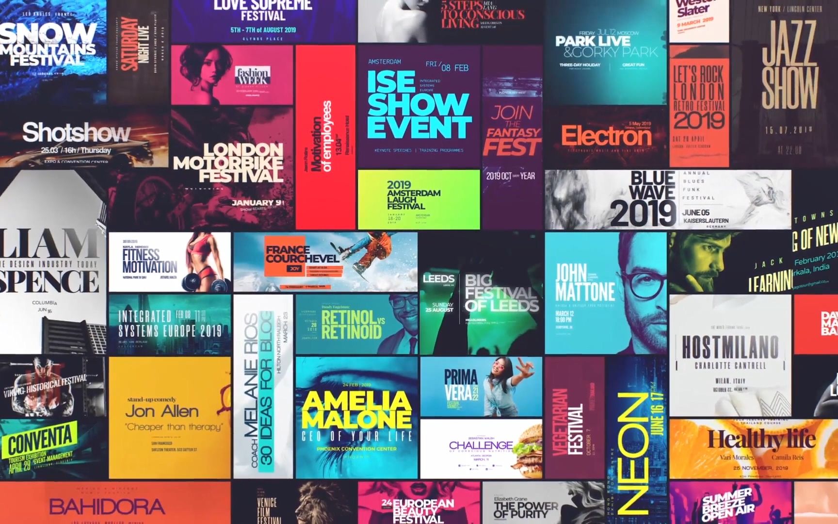 AE模板-横竖双屏视频常用文字图片设计版面模板包含设计师日常所需...