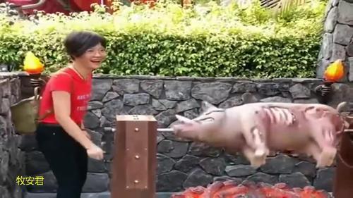 好长时间没吃猪肉,看到公园里的雕塑都嘴馋,如果是真的就好了!