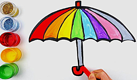 简易画教你怎么画雨伞，这配色也太好看了吧！