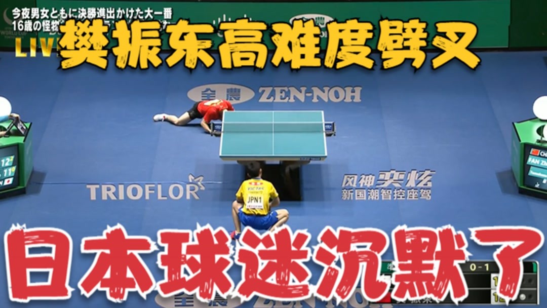 无解一球!樊振东高难度劈叉,张本智和蹲地沮丧,日本球迷沉默了