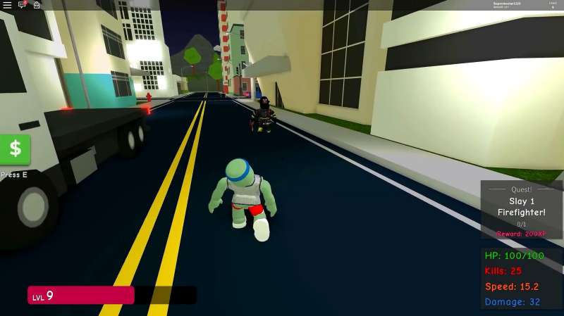 至尊星 Roblox僵尸模拟器 变成僵尸大战拿着斧头的消防员