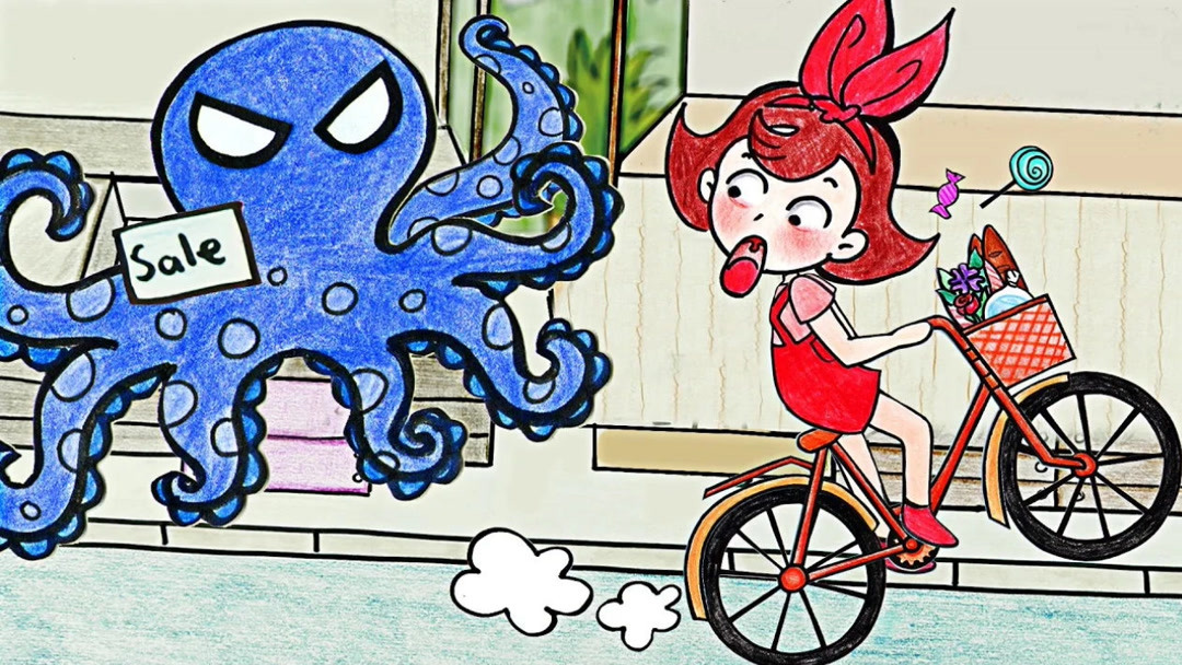 趣味纸动画:新自行车上市,章鱼推销员!