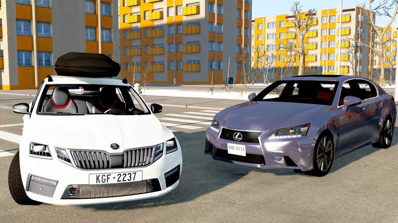 BeamNG:各种汽车在十字路口失控连环相撞和追尾事故,模拟车祸