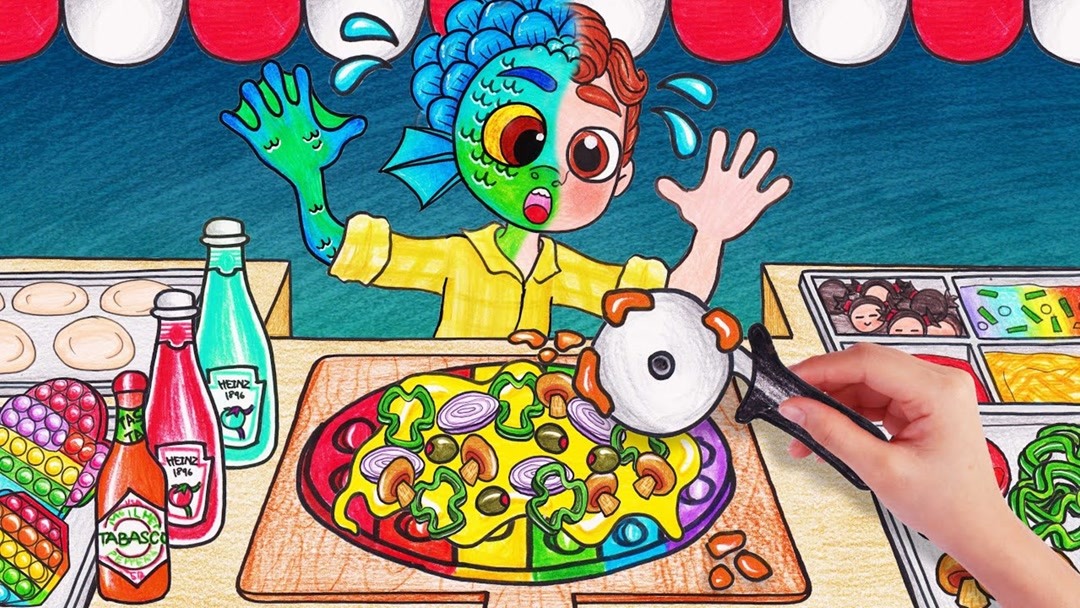 趣味定格动画:小美当了一回厨师,海怪用海螺买批萨