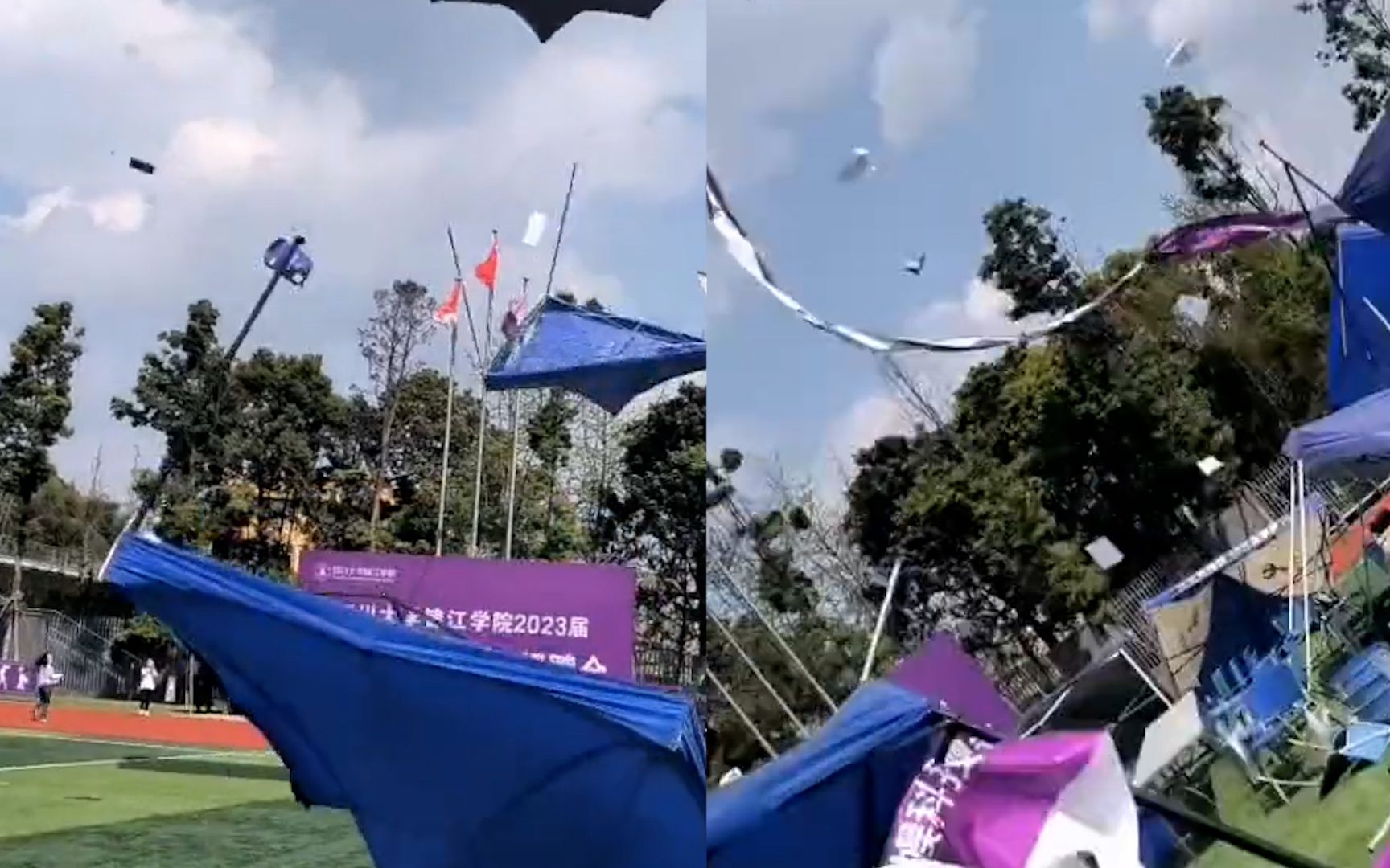 学校春招现场刮大风,学生们的简历被吹的满天飞,场面一度混乱