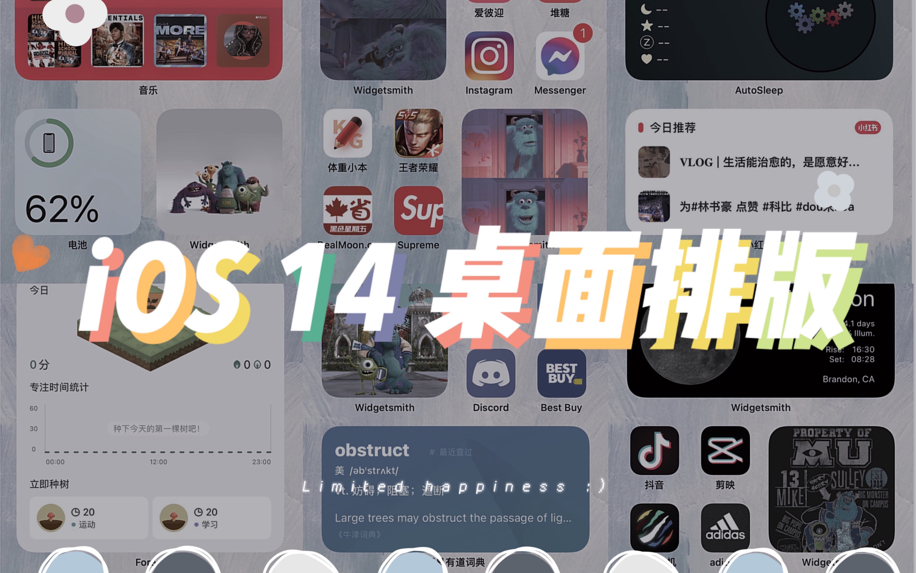 iOS 14| 桌面设置教程| 强迫症必备|迪士尼毛怪风