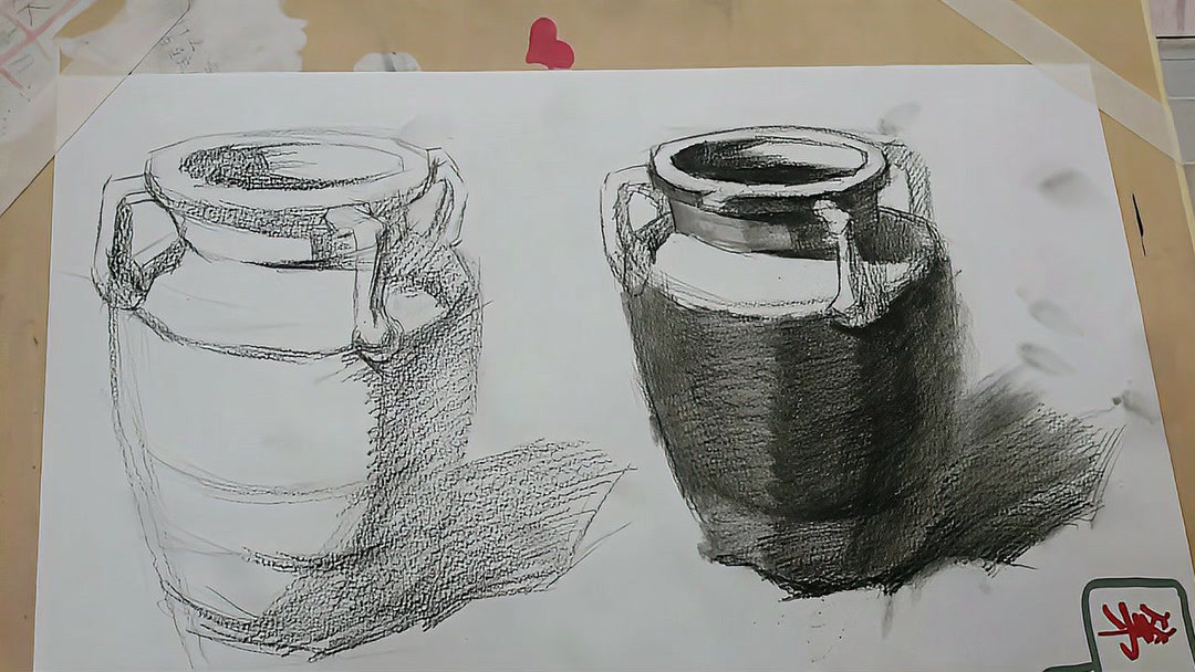 素描 简单画一个罐子(好像拍歪了)