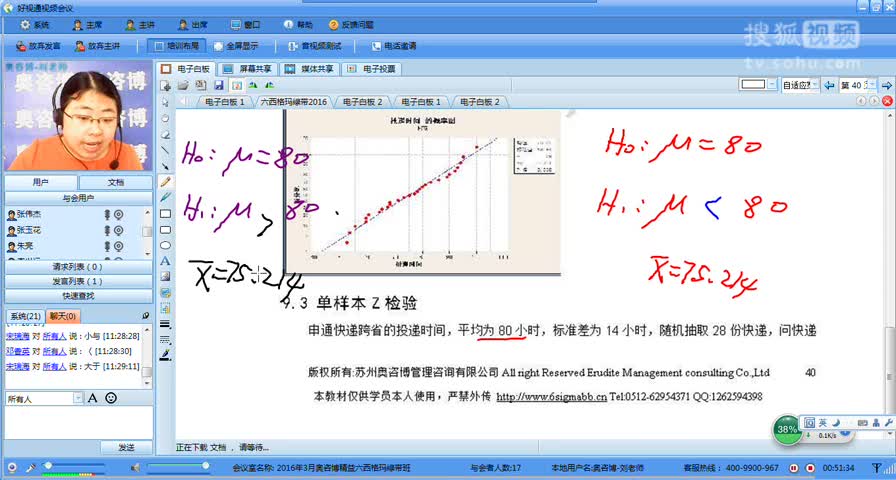 2017精益六西格玛绿带培训-假设检验---备择假设的符号选择技巧