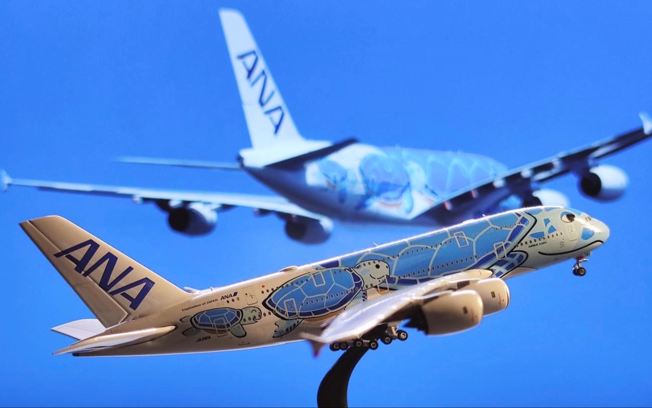 ...ANA 1:400模型开箱 B737-800 Flower Jet、B787-10、A380蓝海龟