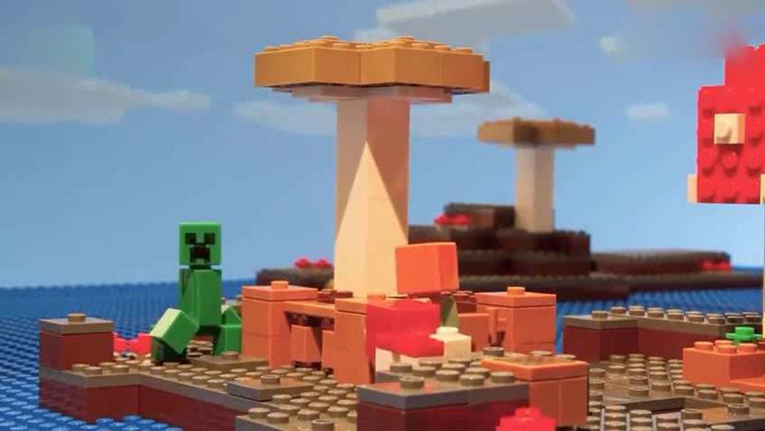 乐高定格动画:MC我的世界,遇见蘑菇牛