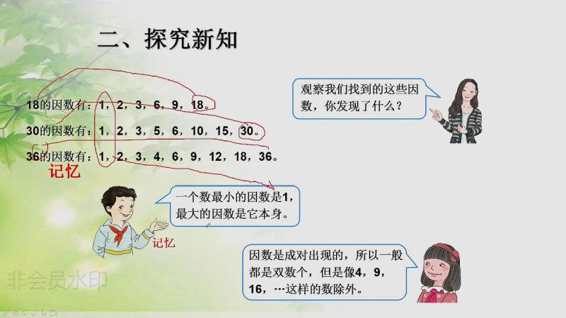 五年级下册数学第二单元例二——因数与倍数