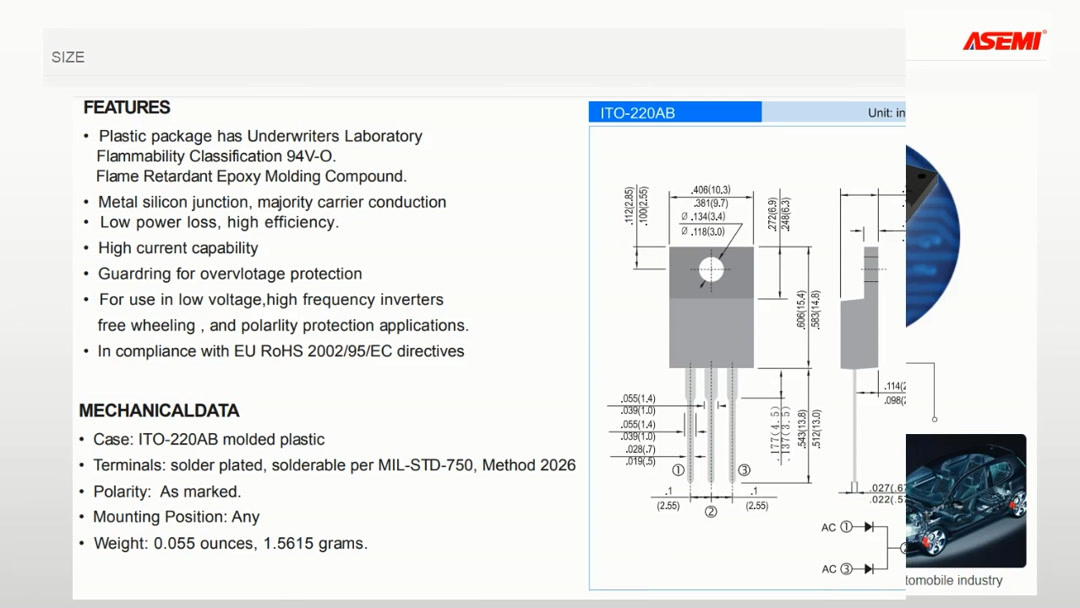 ASEMI肖特基二极管MBR30200FCT是塑封还是铁头封装的?