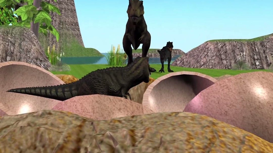 侏罗纪公园 霸王龙搞笑动漫 无敌霸王龙捕食鳄鱼