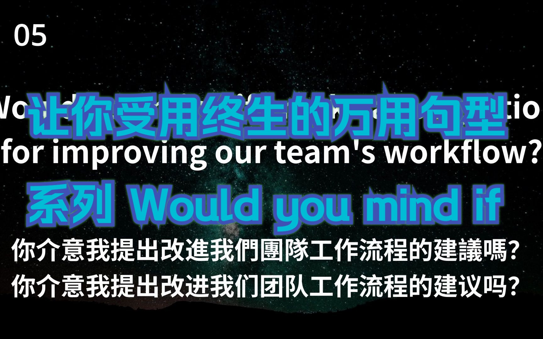让你受用终生的万用句型系列 Would you mind if