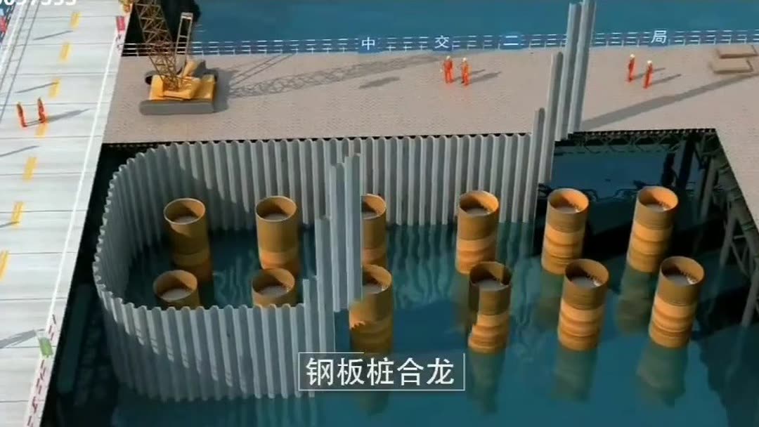 桥梁主墩承台施工工艺动画#施工动画 #工程工程 #桥梁