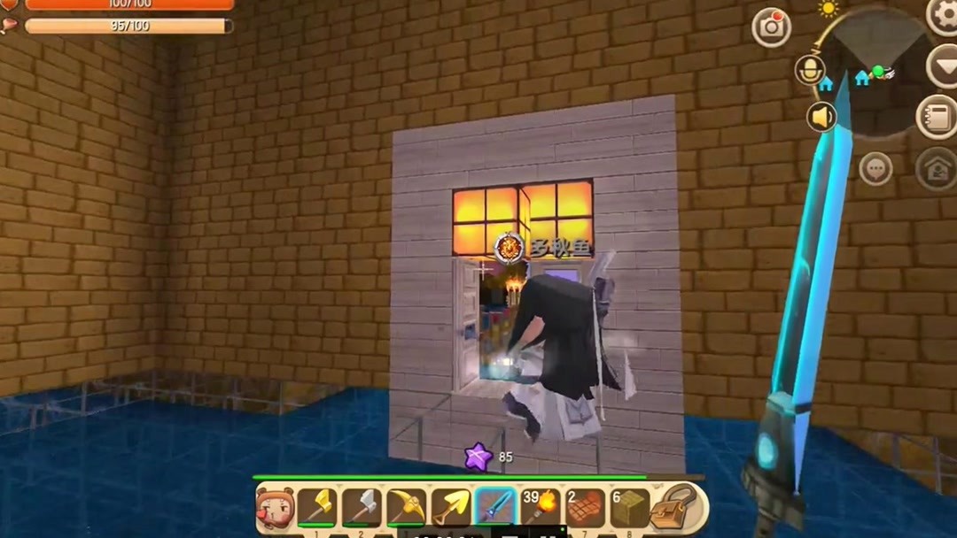 迷你世界 重新做大门并安装新灯 生存冒险游戏