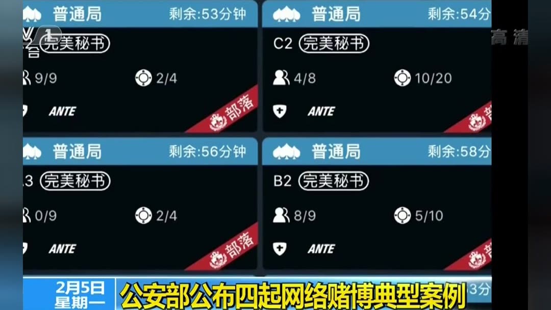 公安部公布四起网络赌博典型案例