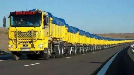 世界上最长的卡车,拥有42节拖车,长800米,不是老司机真开不来