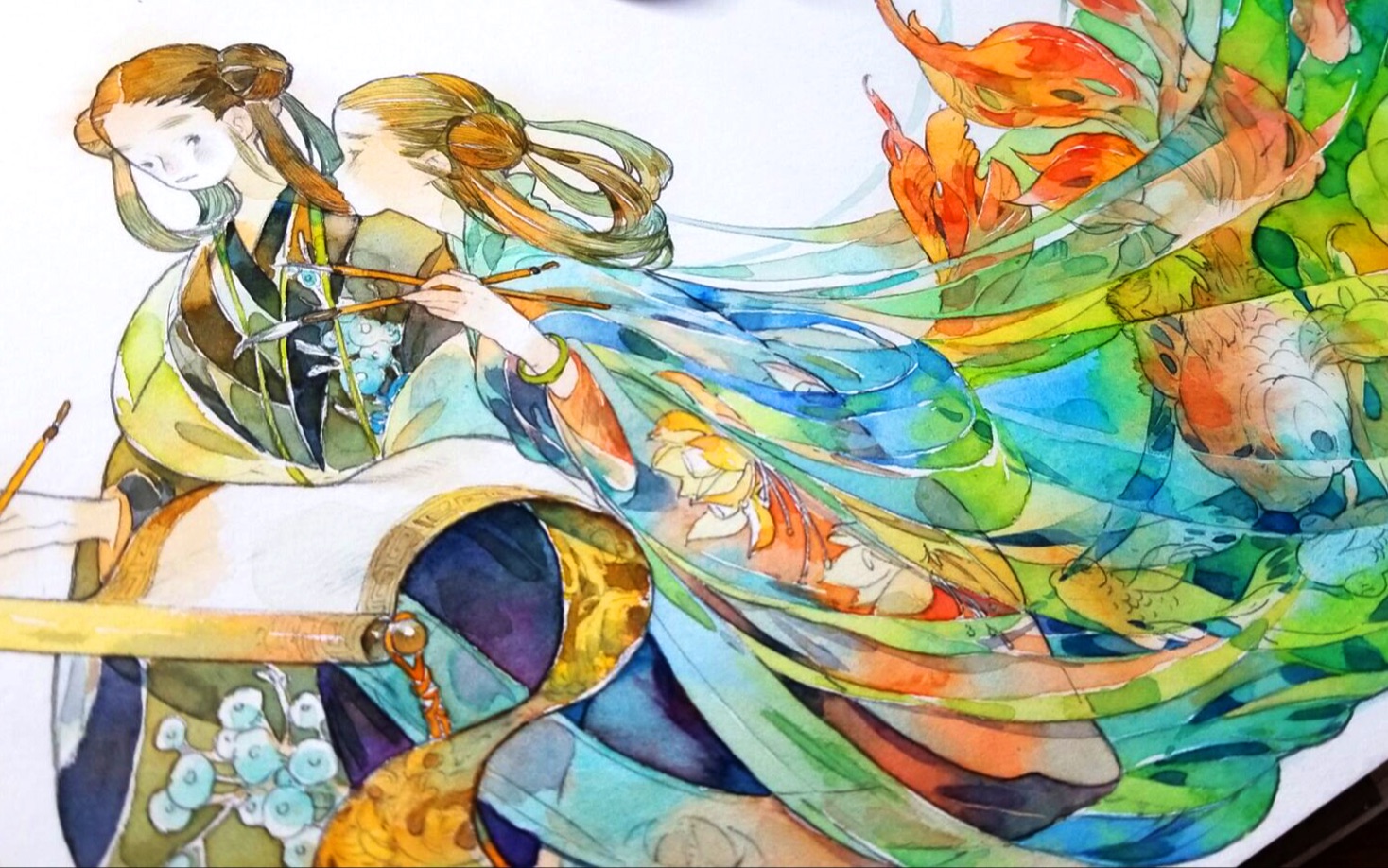 【水彩过程】用水彩画古风小姐姐