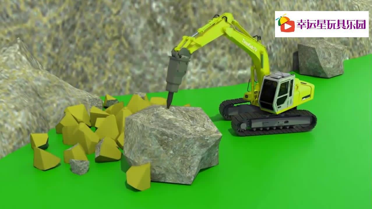 铲车配合挖掘机碎石机搬运石头,卡车驾驶模拟器游戏