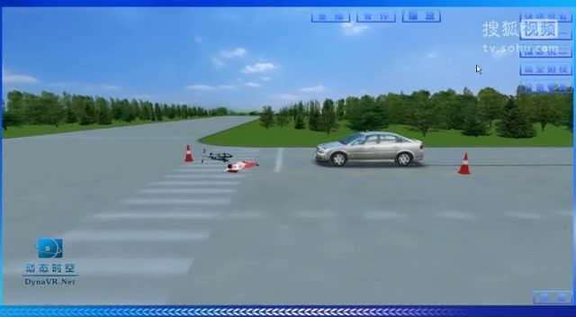3d交通事故模拟郊区自行车与私家车相撞模拟案例