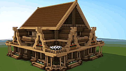 我的世界: 空中视角拍摄, 玩家历时两天建造大型木质房, 网友: 太漂亮了...