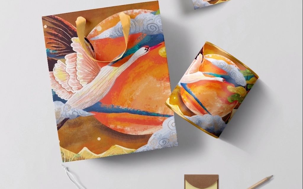 14款中国风文创品牌VI毕业设计文化产品包装茶叶滑板样机PSD智能...