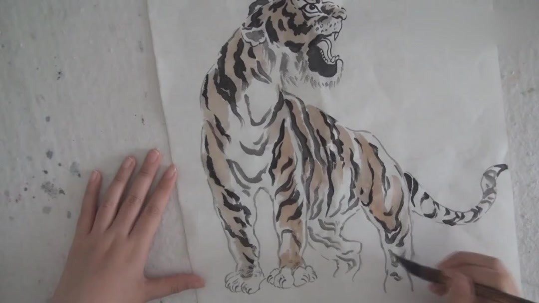 绘画教学:国画入门基础,老虎画法练习,非常详细!