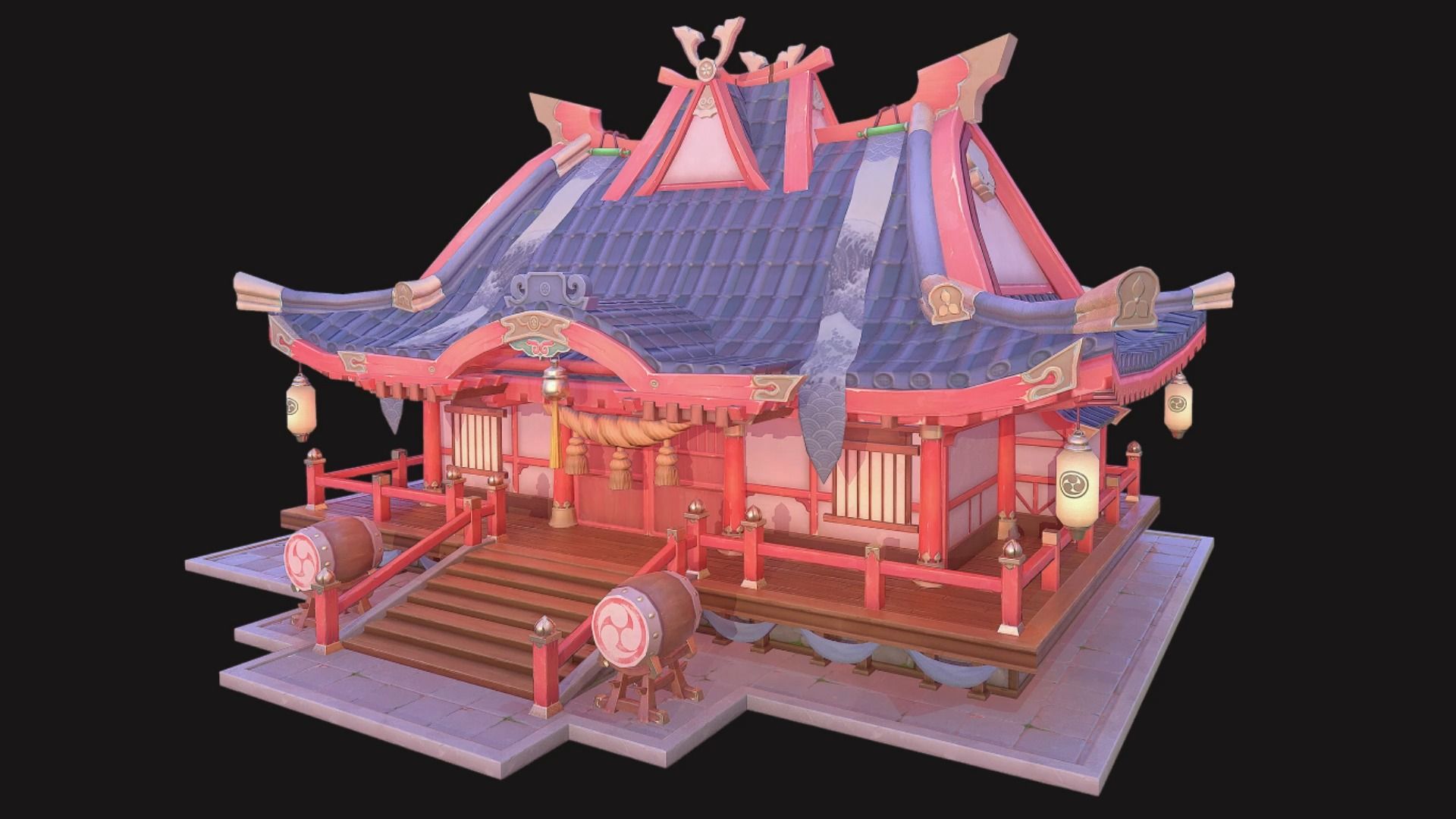 【3Dmax场景建模】漂亮古风小建筑,从拉一个地基面片开始详细教学...