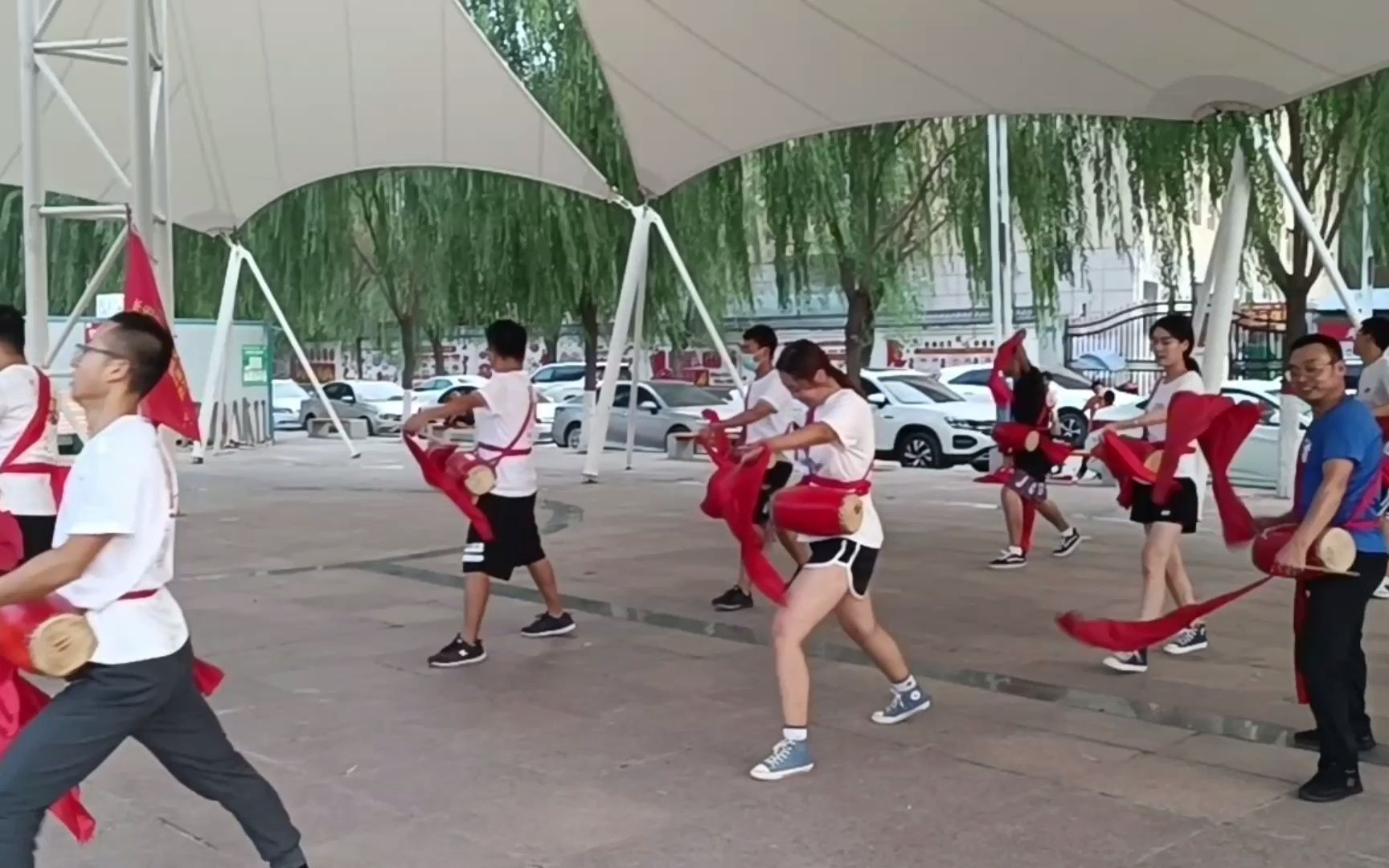 安塞腰鼓精英学员,来自长安大学,腰鼓学习第二天现场视频