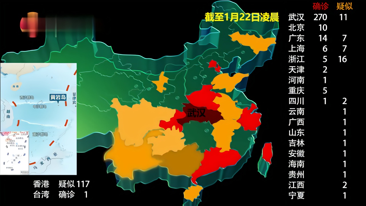 视频|最直观30秒!新型冠状病毒感染人数曲线图及分布