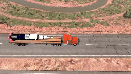 车祸模拟器:火箭运输车司机被警车吓到了,车辆直接翻车还好没爆炸!