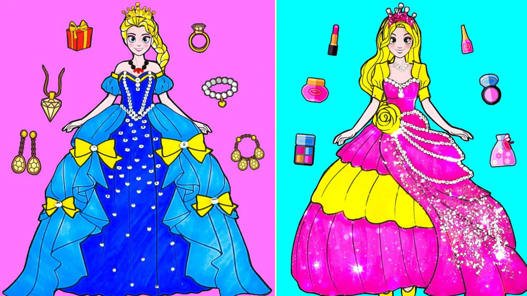 剪纸手工画:艾尔莎VS长发公主设计公主裙,你喜欢谁的?