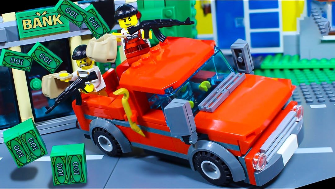 乐高积木定格动画:乐高城市银行抢劫疯狂枪战