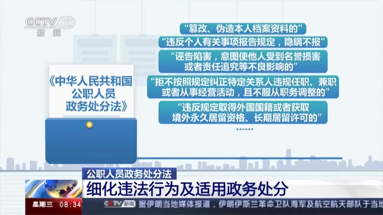公职人员政务处分法：细化违法行为及适用政务处分
